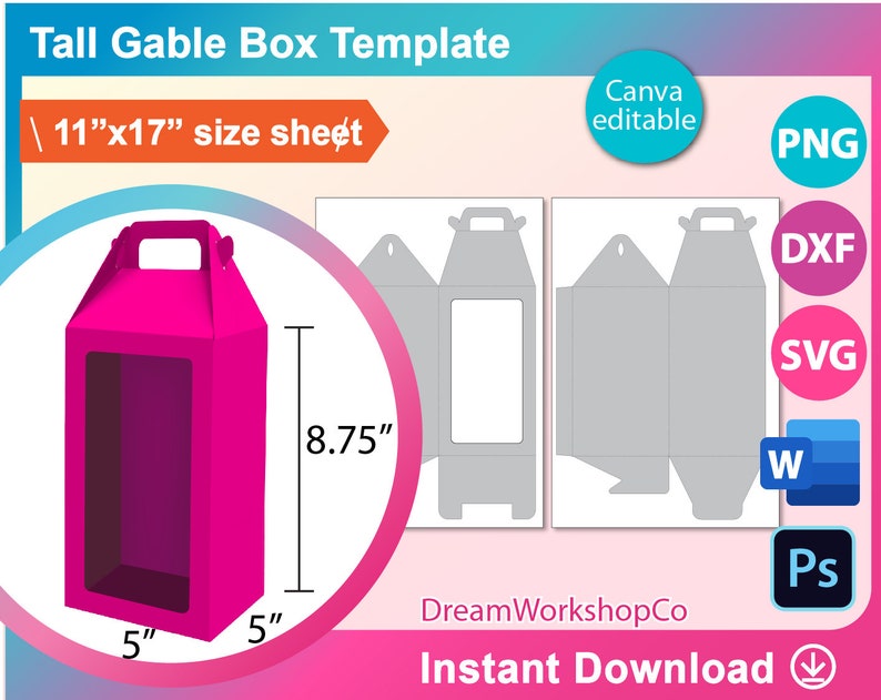 Tall Gable Box Template Tall Gable Window Box Box With - Etsy
