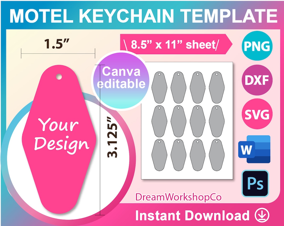 Motel Keychain Template Sublimation Template Bifold Wallet - Etsy