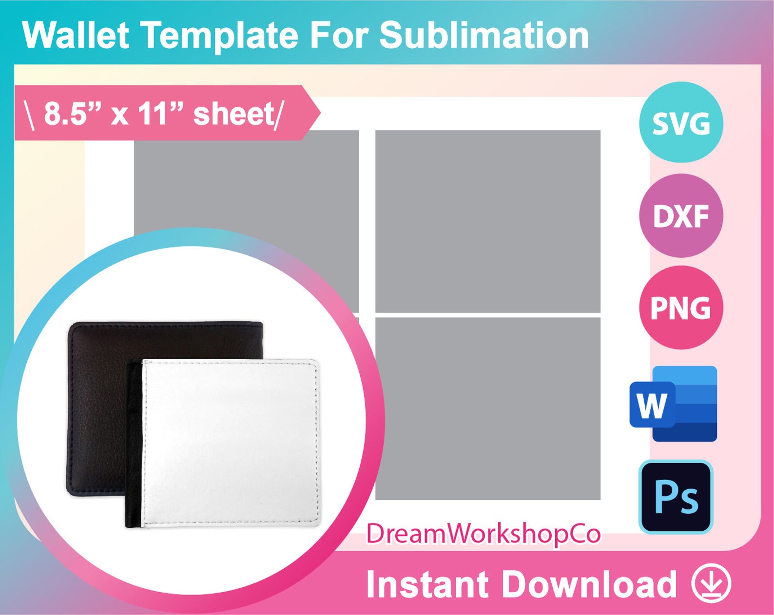 Bifold Wallet Template Sublimation Template Bifold Wallet - Etsy