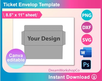 Printable Ticket Envelope Template - Etsy UK