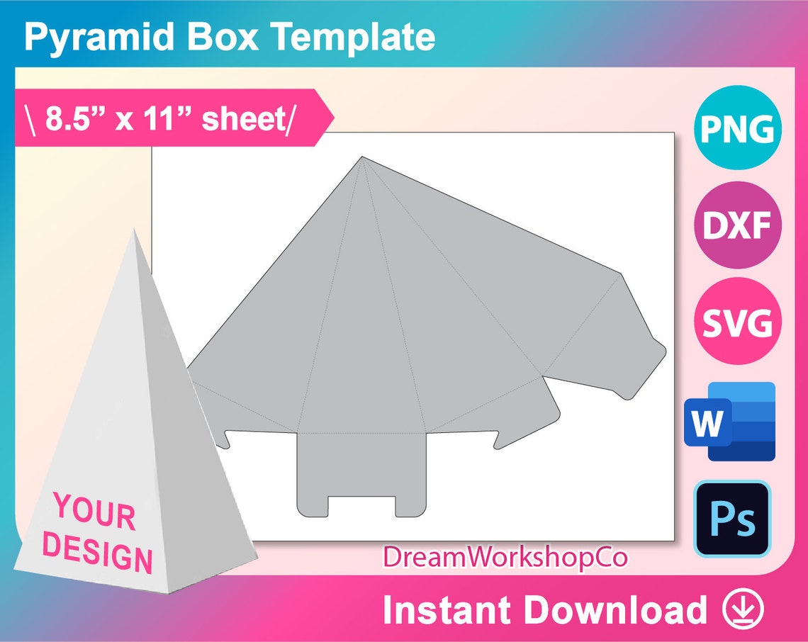 Pyramid Gift Box Template Favor Box Template Candy Box - Etsy