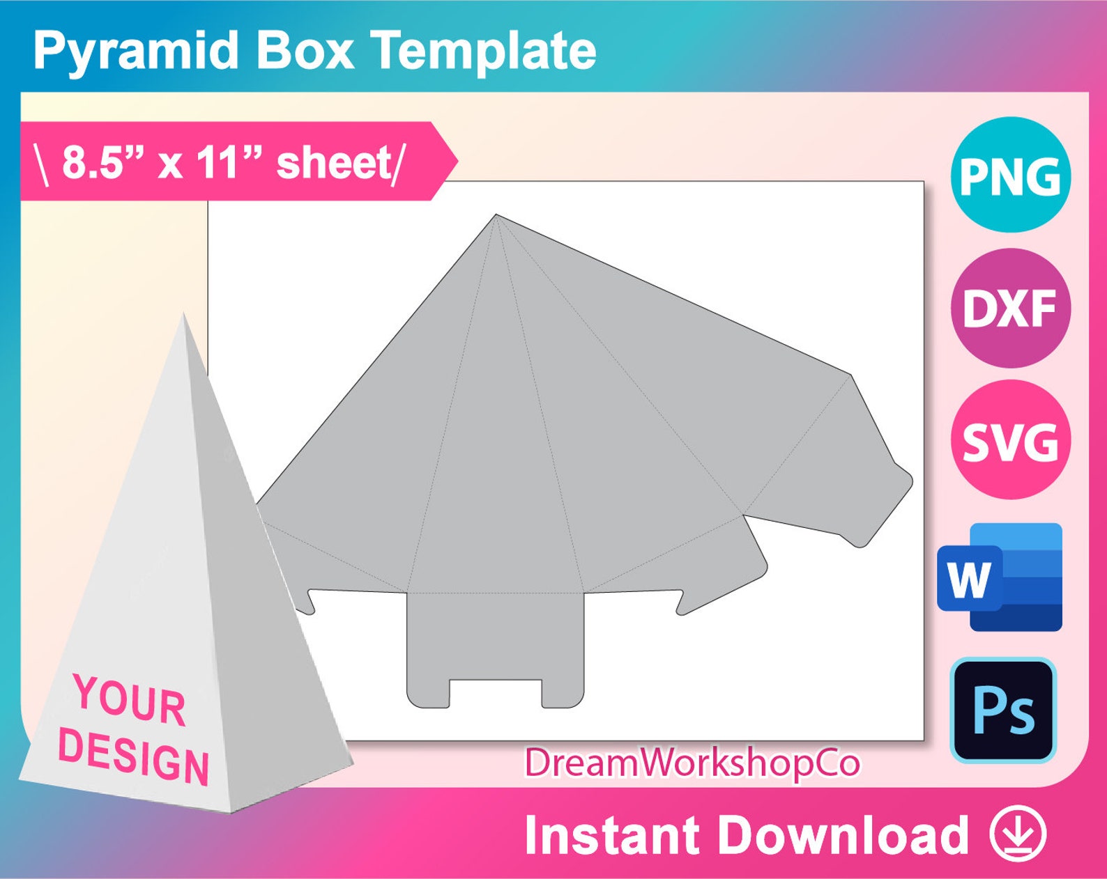 Pyramid Gift Box Template Favor Box Template Candy Box - Etsy