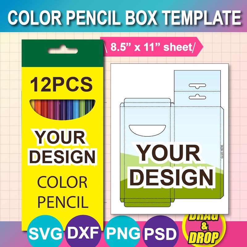Pencil Box Editable Canva - Etsy