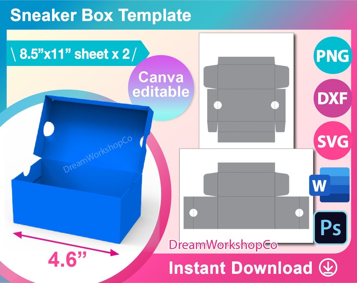 Mini Shoes Box Template Mini Sneaker Box Template Gift Box - Etsy