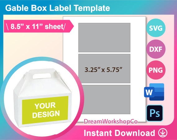 Gable Box Label Template Canva SVG DXF Ms Word Docx Png - Etsy UK