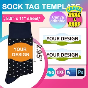 Sock Tag, Sock Wrapper Template SVG, Sock Gift Tag Template, SVG, Canva ...