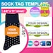 Sock Tag, Sock Wrapper Template SVG, Sock Gift Tag Template, SVG, Canva ...