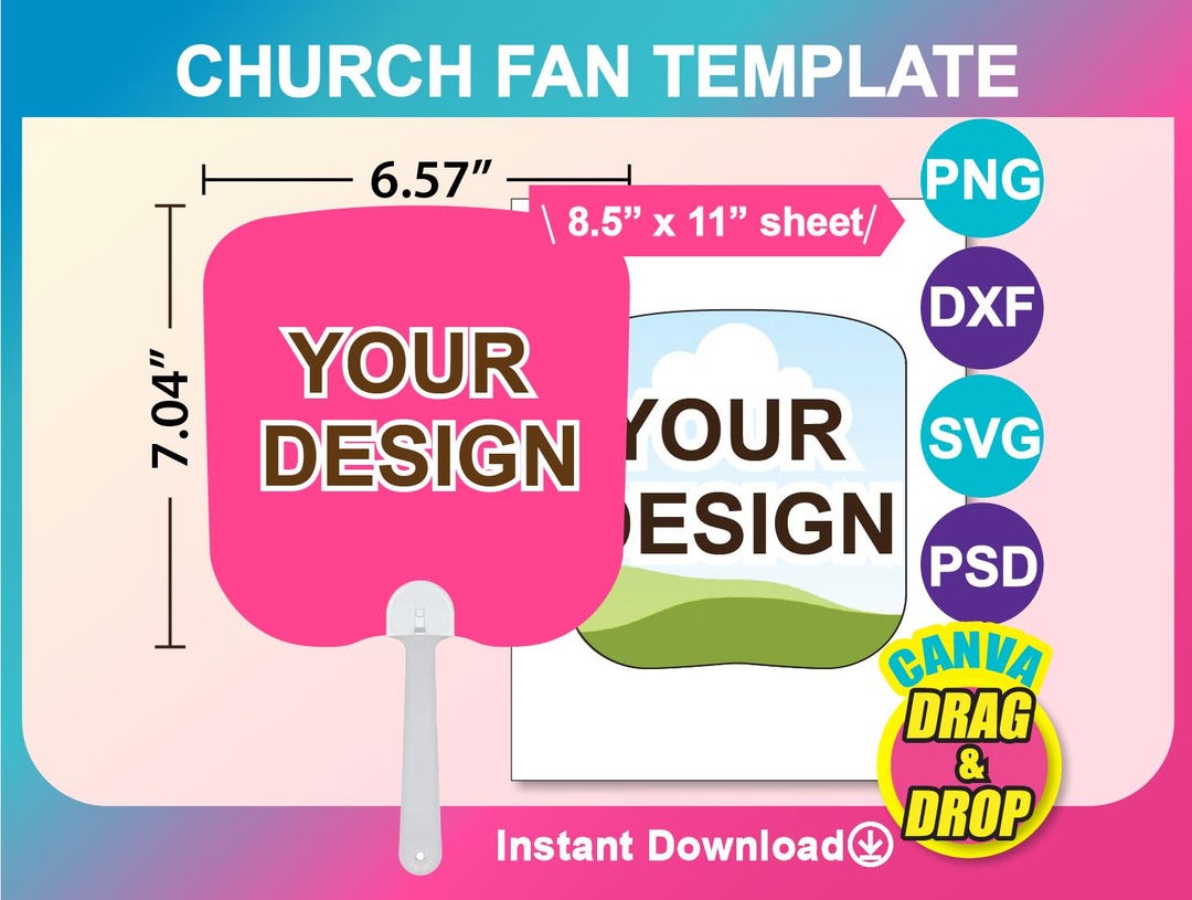 Church Paddle Fan Template, Wedding, Canva, PSD, PNG, SVG (8.5x11 ...