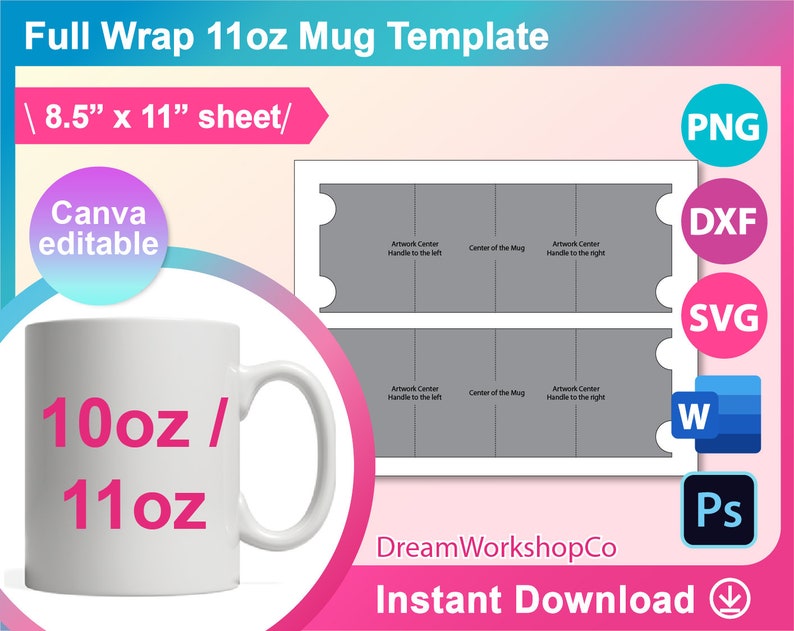 11oz Mug Template 11oz Mug Full Wrap Template Sublimation - Etsy