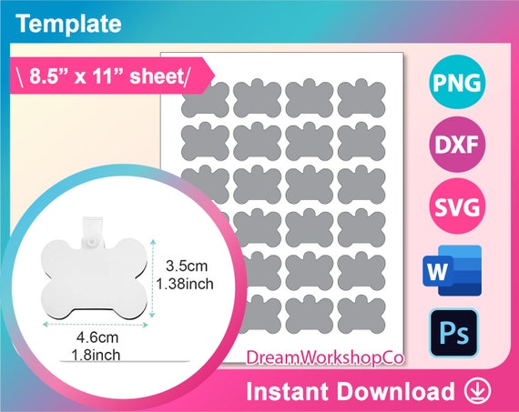 Bone Keychain Template Bone Tag Template Bone Tag SVG - Etsy