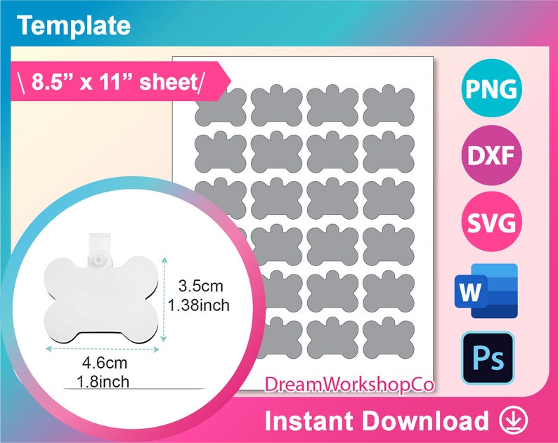 Bone Keychain Template Bone Tag Template Bone Tag SVG | Etsy