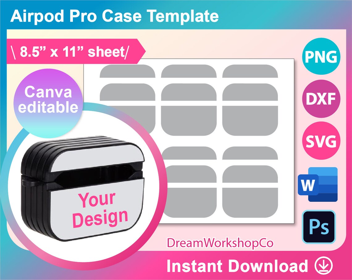 Airpod Case Sublimation Template SVG Canva Dxf Ms Word - Etsy Australia