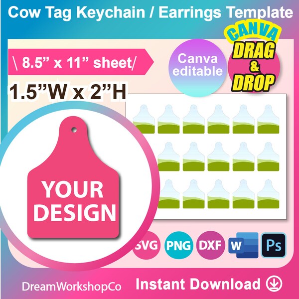 Cow Tag Keychain - Etsy