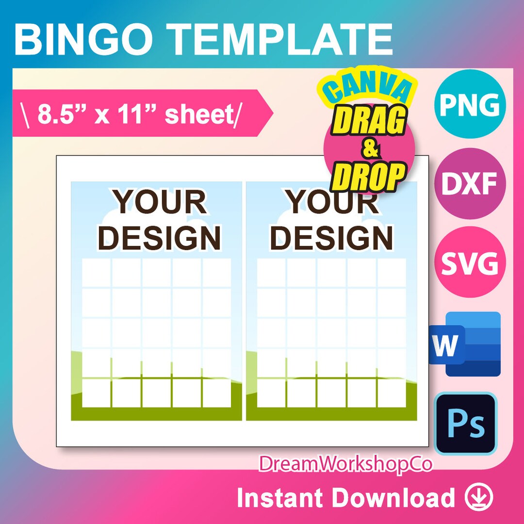 Blank Bingo Template: 8.5"x11" SVG, PNG, Canva, Docx (digital Download ...