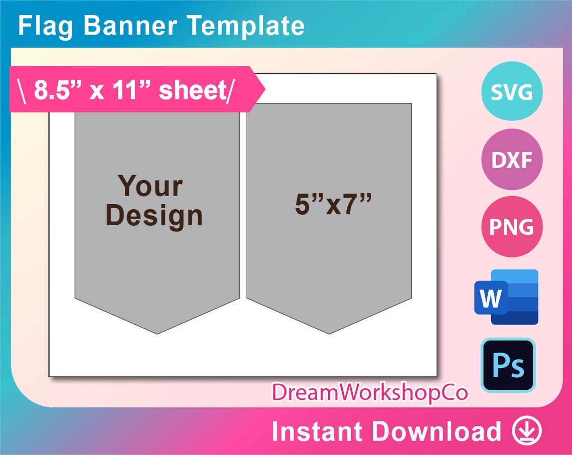 Bunting Banner Template Banner Flag Template Ms Word PSD - Etsy