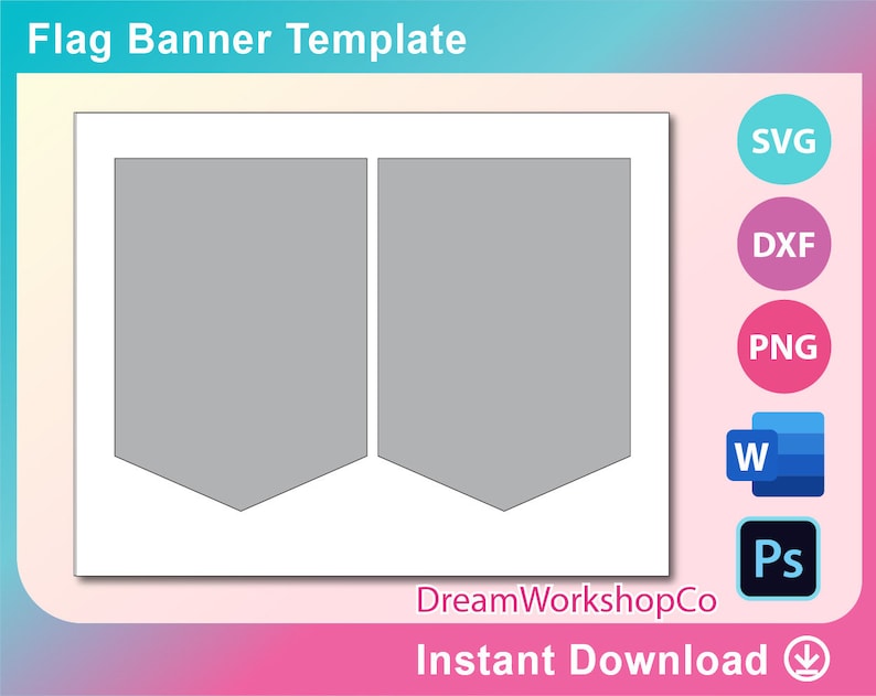 Bunting Banner Template Banner Flag Template Ms Word PSD | Etsy