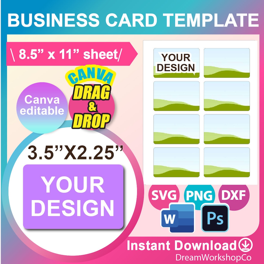 2.25 X 3.5 Bridge Card Template, Playing Card Template SVG, DXF, Canva ...