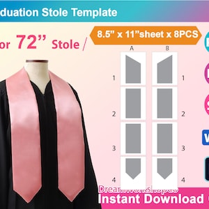 72 Stole Template Graduation Stole Template Stole - Etsy