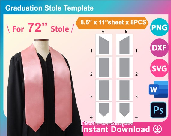 72 Stole Template Graduation Stole Template Stole - Etsy