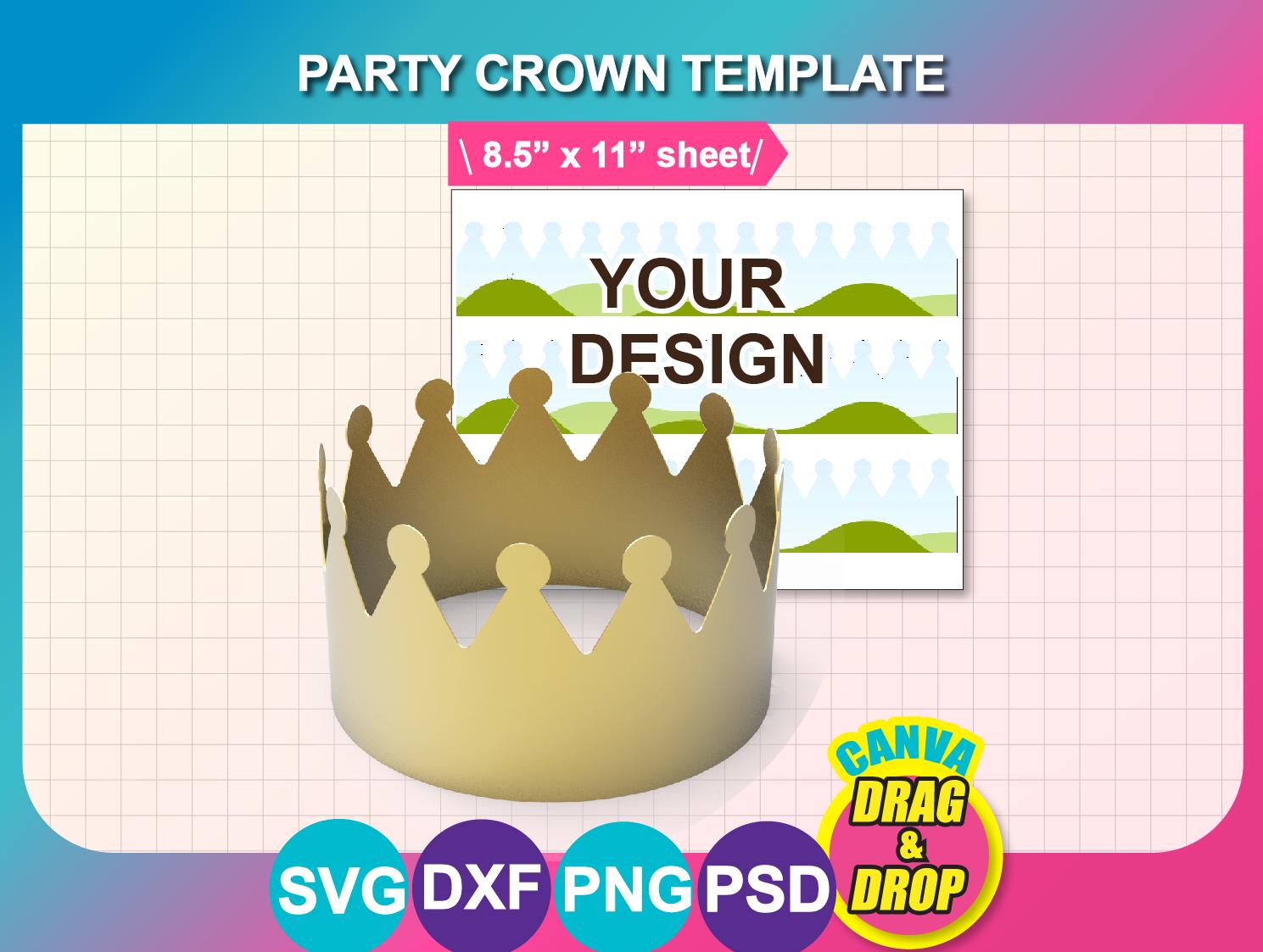 Kings Crown Party Hat Template, SVG, DXF, Ms Word Docx, Png, Psd, 8.5 ...
