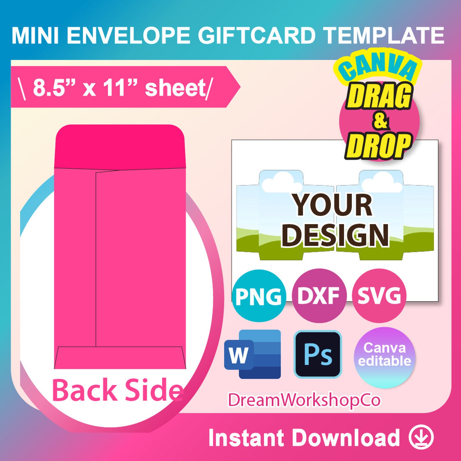 Gift Card Envelope Template, Gift Card Envelope Svg, Canva, Ms Word ...