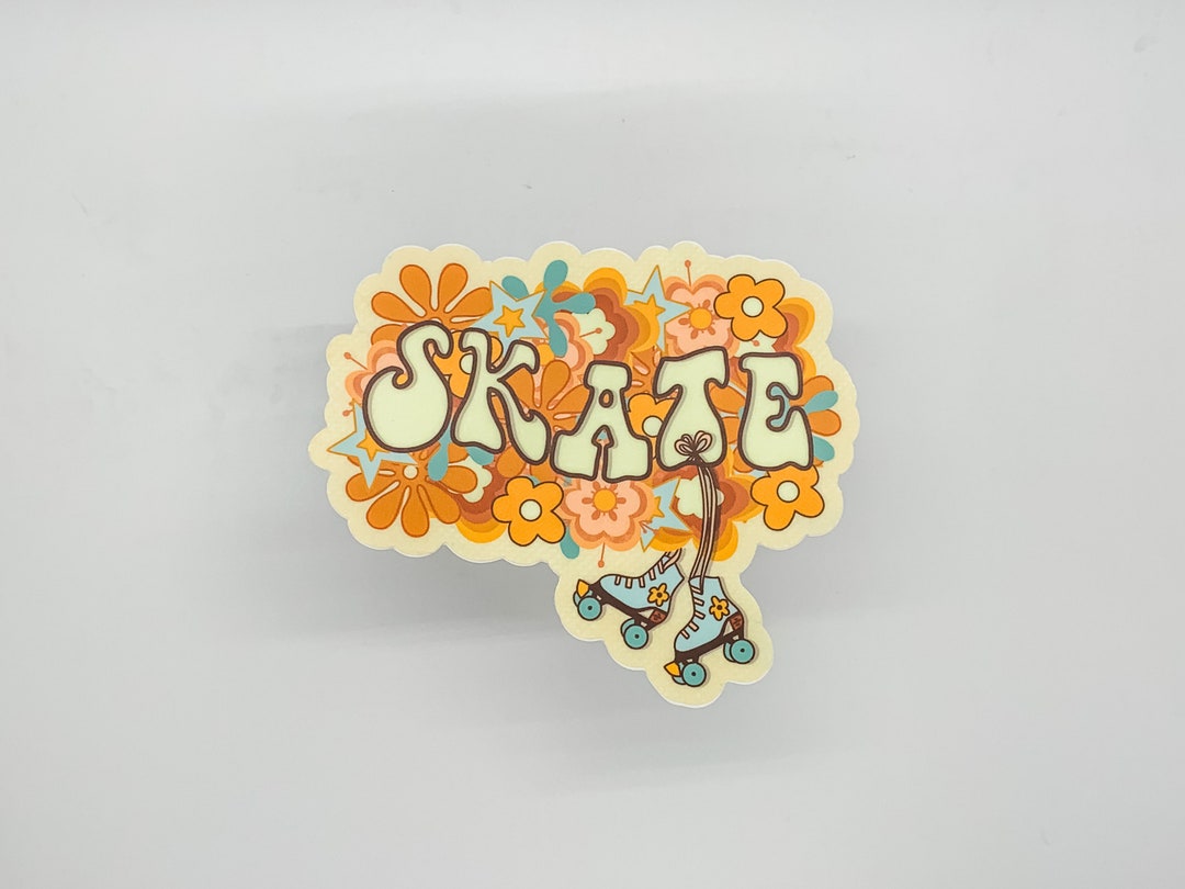 GROOVY SKATE STICKER - 70's Inspired Florals - (vinyl Die Cut Roller ...