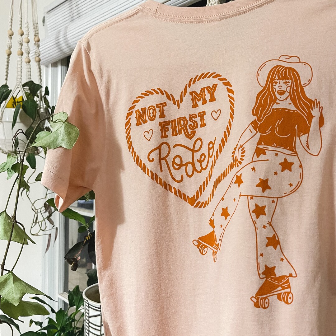 Not My First Rodeo - Roller Skate T-shirt - Heather Peach - Western ...