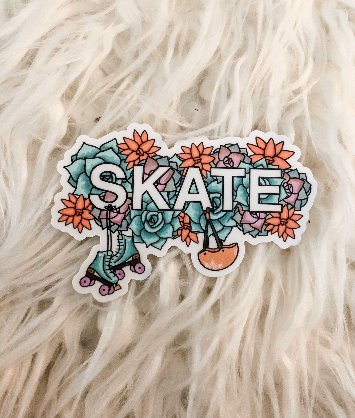 Succulent SKATE Sticker Vinyl Die Cut Roller Skate Sticker | Etsy