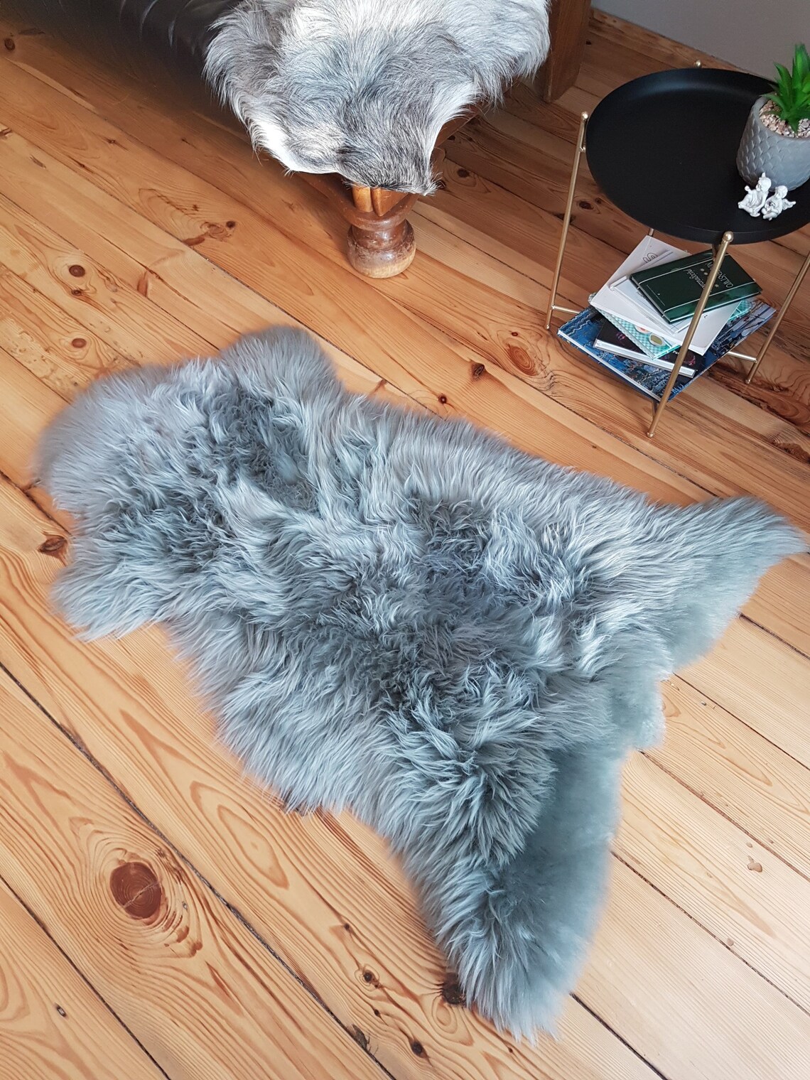 Grey Sheepskin Rug, Thick and Soft Long Wool, Light Grey, Silver, Steel ...