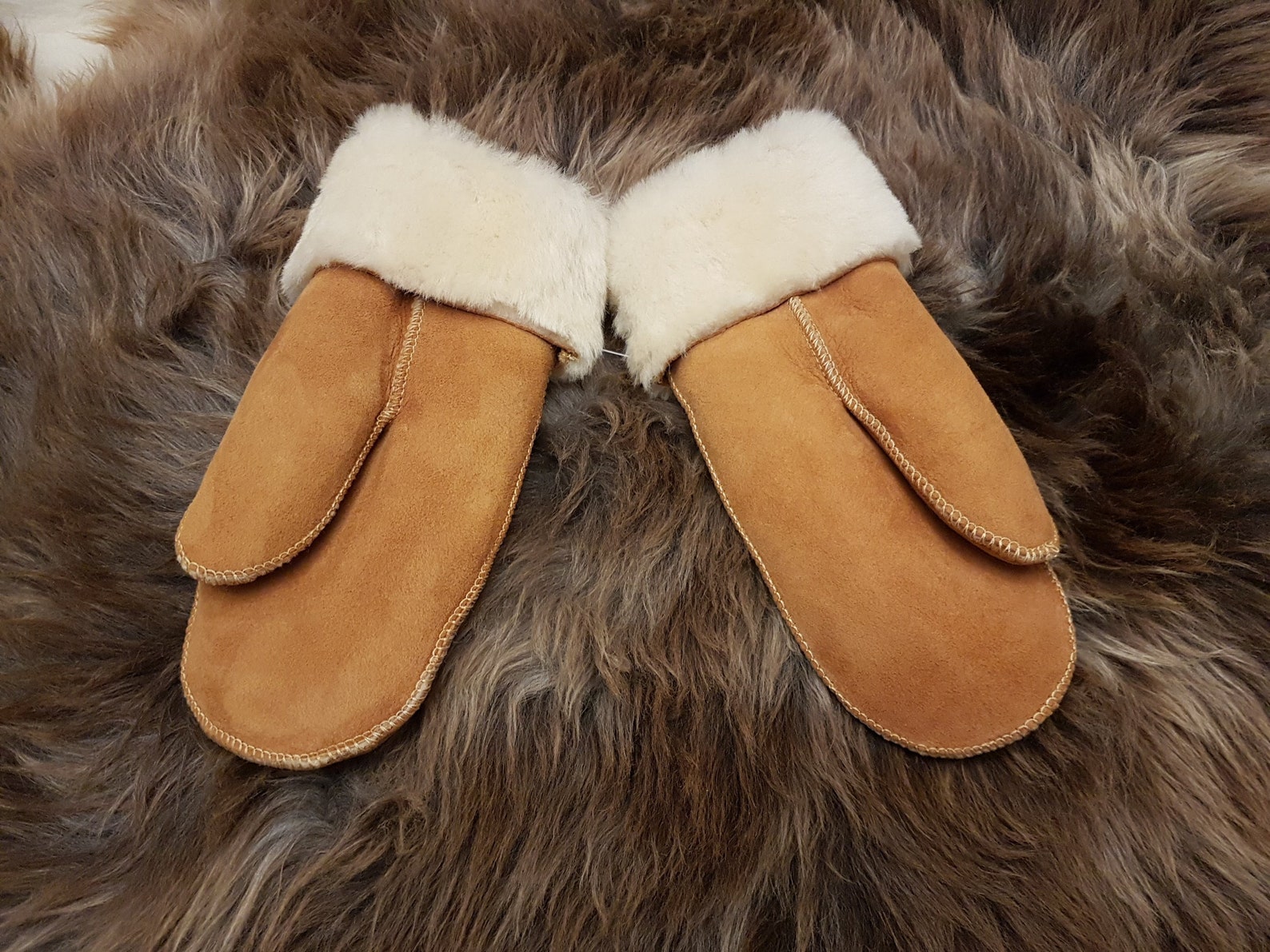 Sheepskin Mittens for Women With Decorative Seams Merino Wool - Etsy