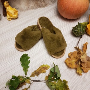 Women's Slippers, Indoor Shoes, Natural Leather, Thanksgiving Gift ...