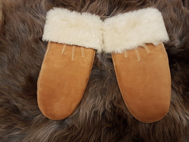 Sheepskin Mittens for Women with Decorative Seams Merino Wool | Etsy