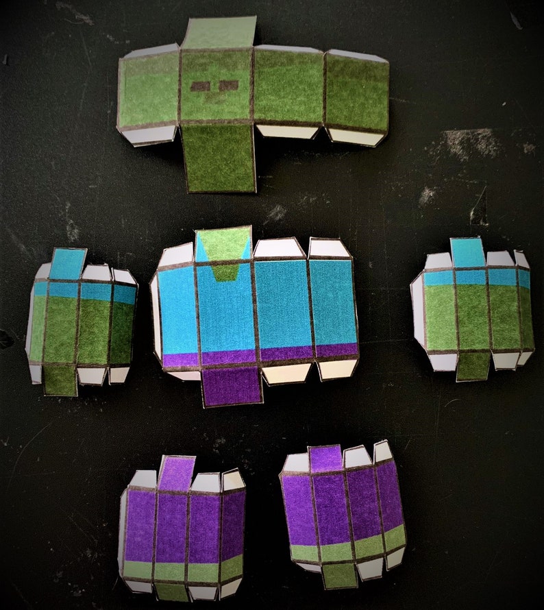 Minecraft Zombie Papercraft Printable Cut and Glue - Etsy