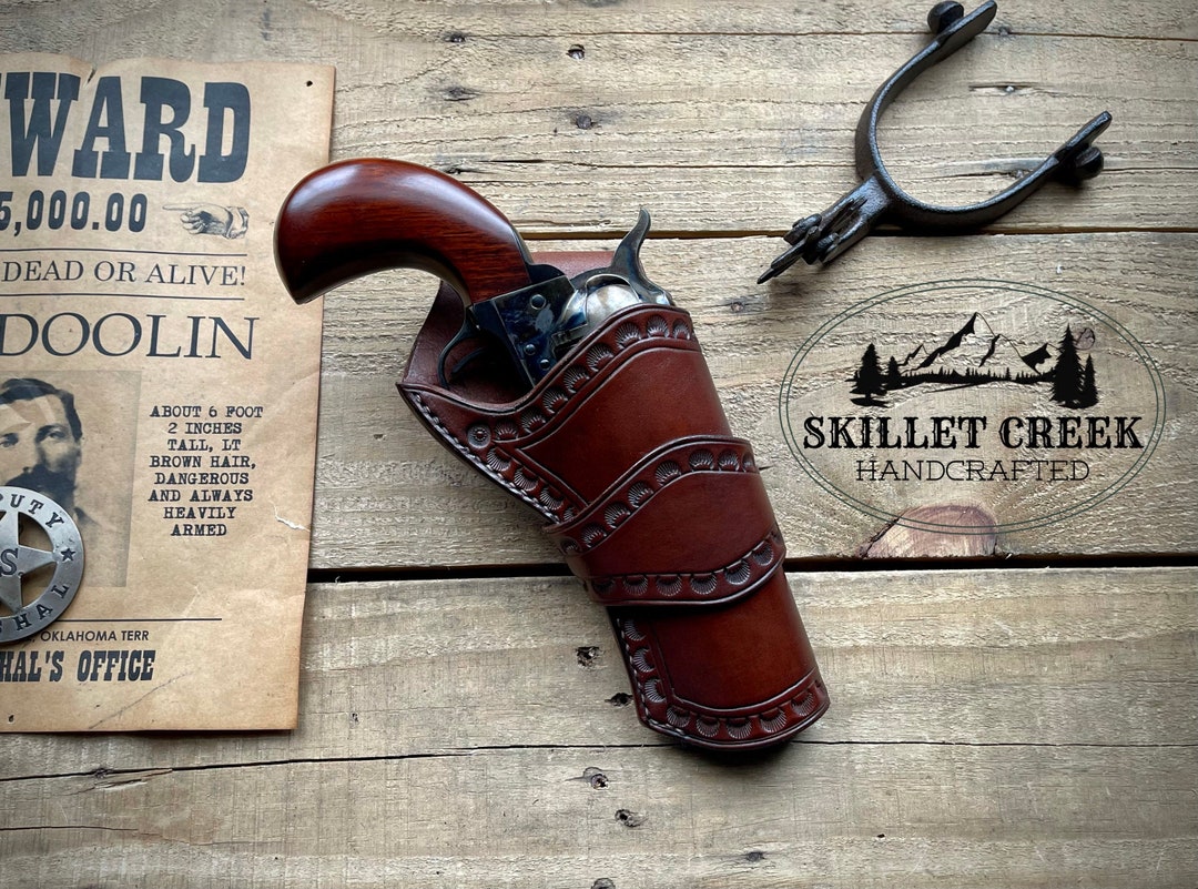 Western Cowboy Single Action Leather Holster Cross Draw RH - Etsy