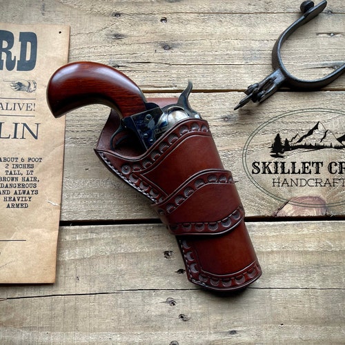 Western Cowboy Single Action Leather Holster Cross Draw RH - Etsy