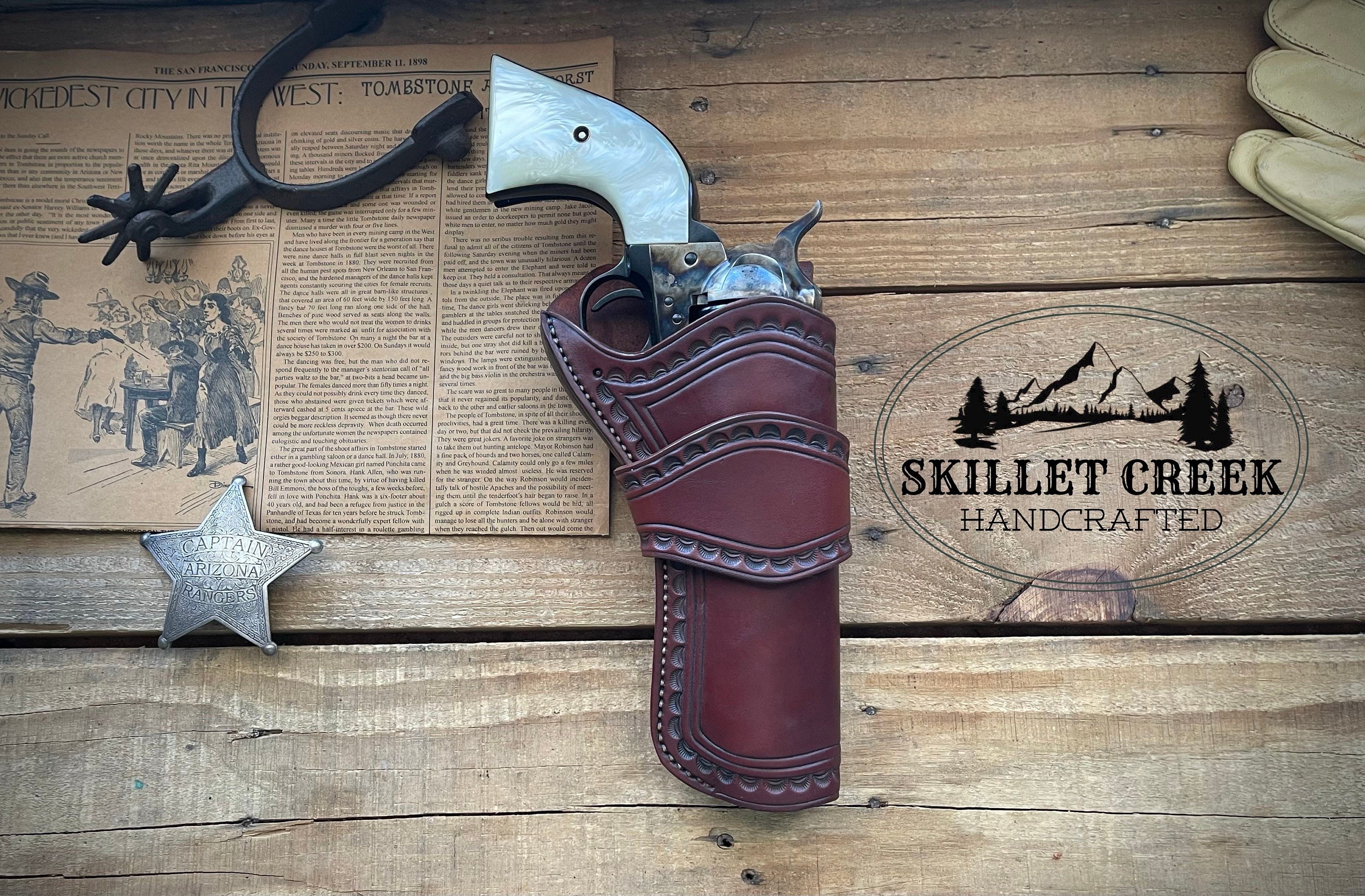 Western Cowboy Single Action Leather Holster El Dorado Style - Etsy