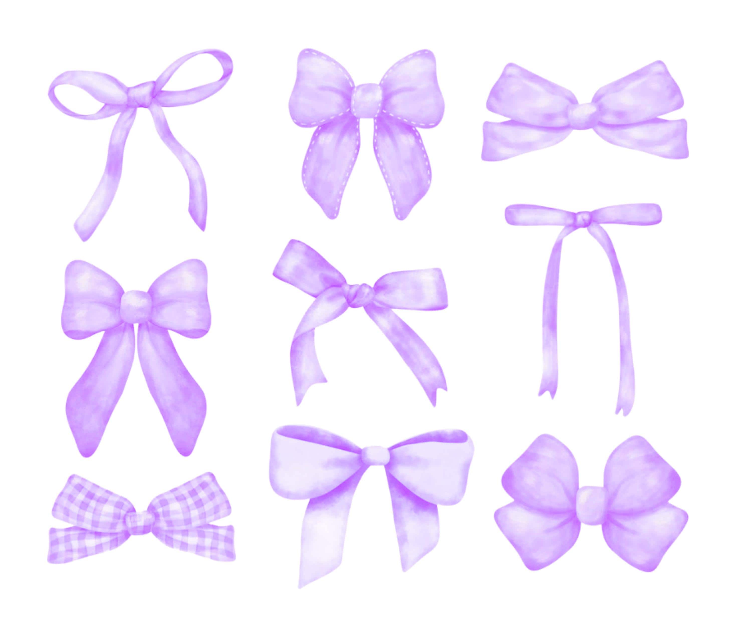 Bows PNG, Coquette Home Decor, Bow Collage PNG, Girly Girl Purple Bow ...