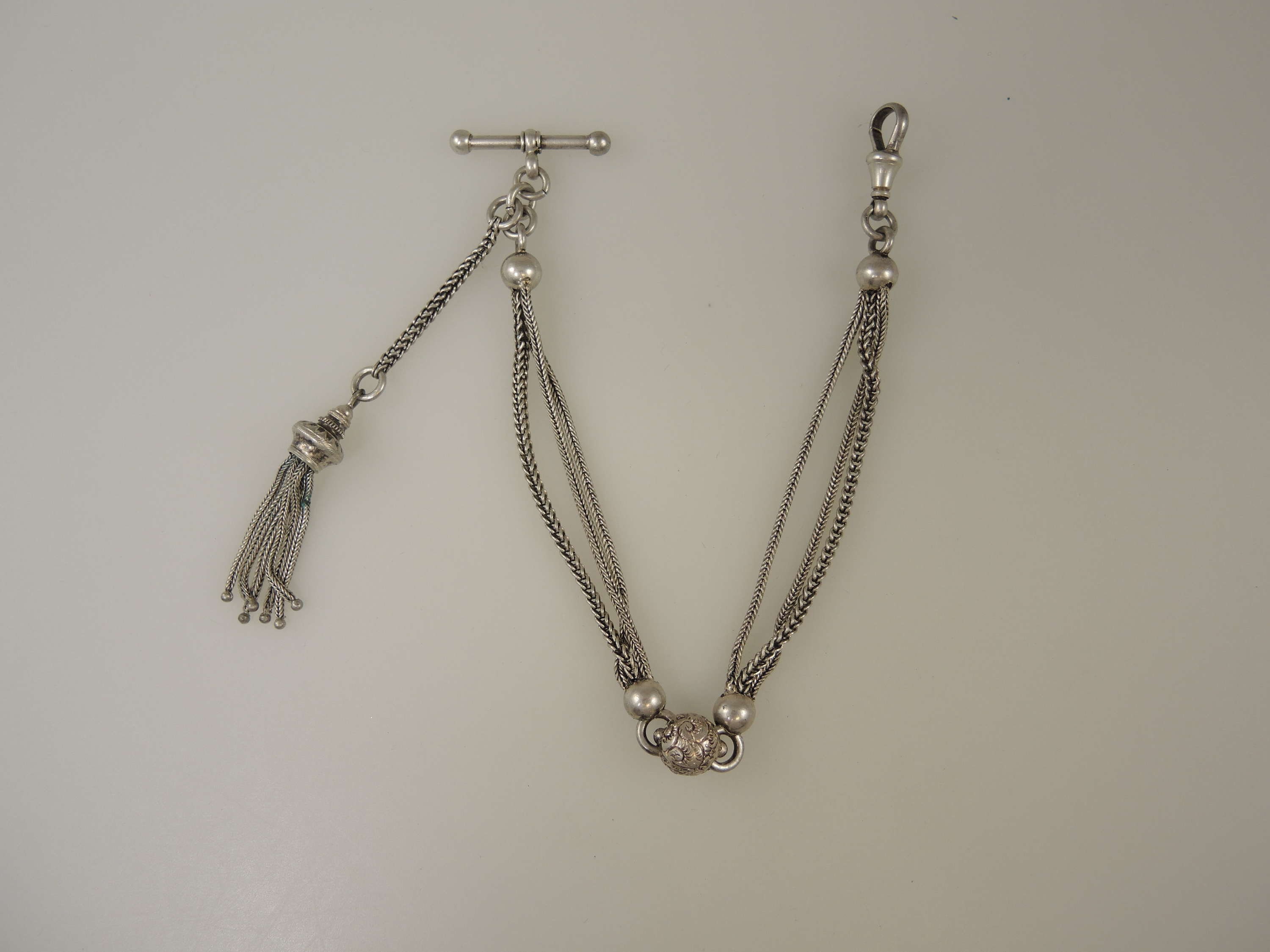 Fancy Silver Albertina Watch Chain. c1890