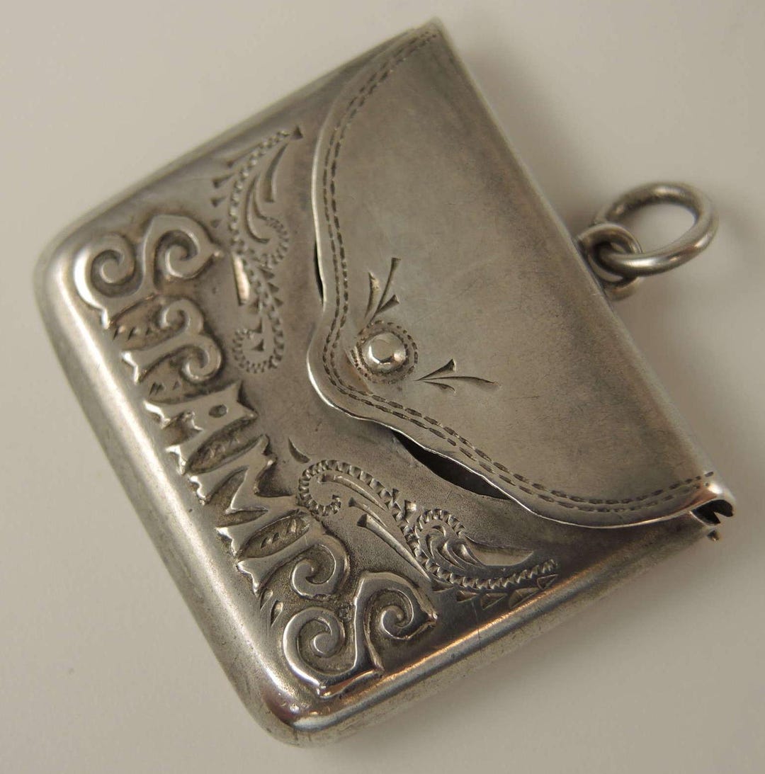 English Silver STAMP CASE Envelope Fob Birmingham 1905 - Etsy