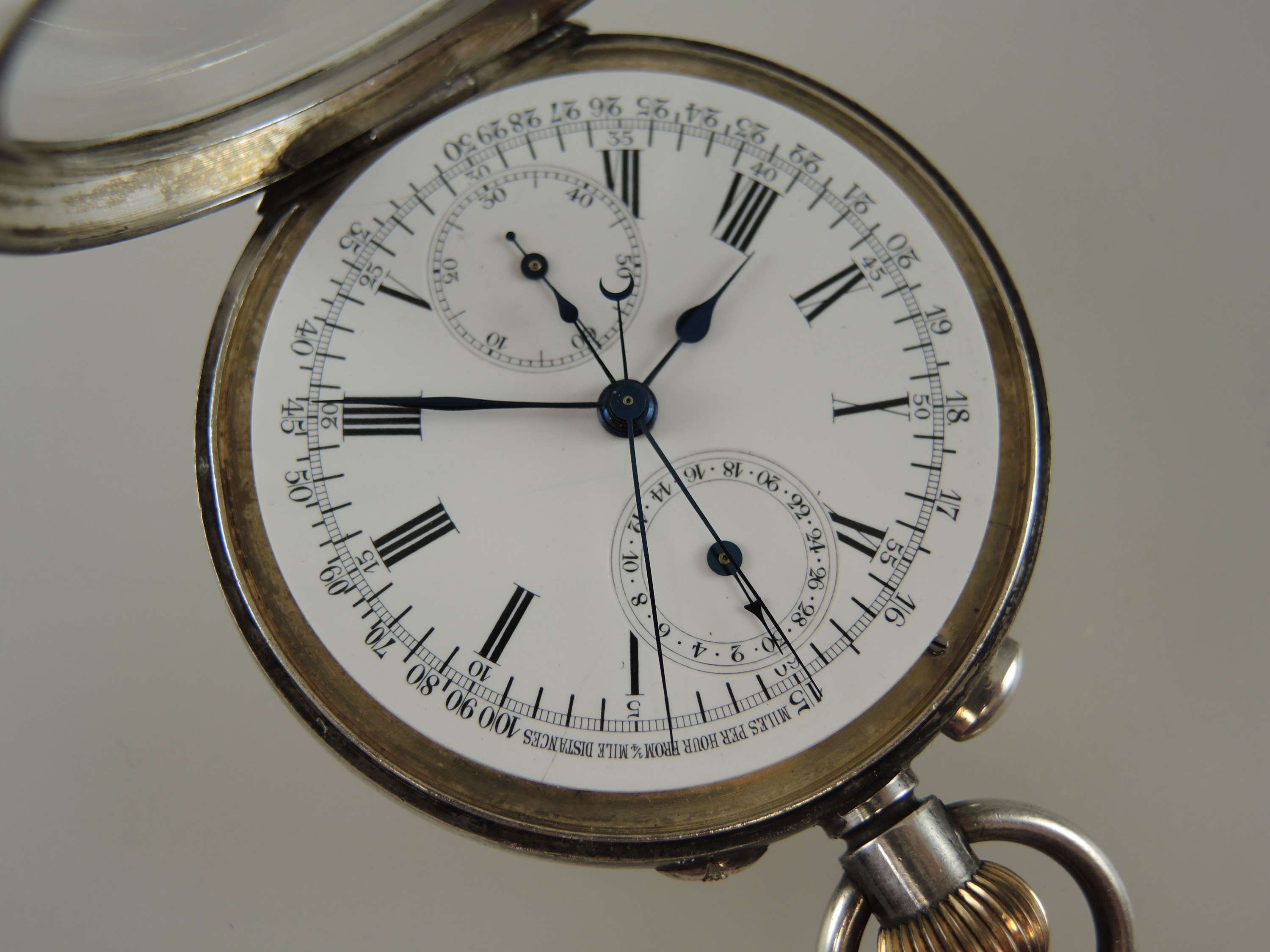 Swiss Silver Split Seconds Chronograph Pocket Watch. Rattrapante C1910 ...