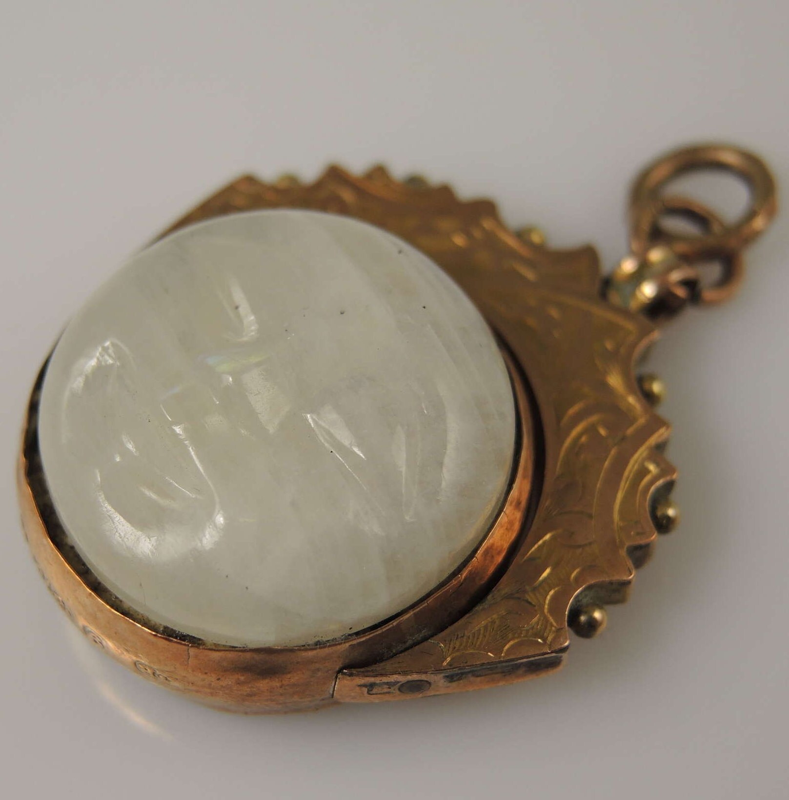 Victorian 9K Gold and Moonstone MAN in the MOON Fob C1901 - Etsy