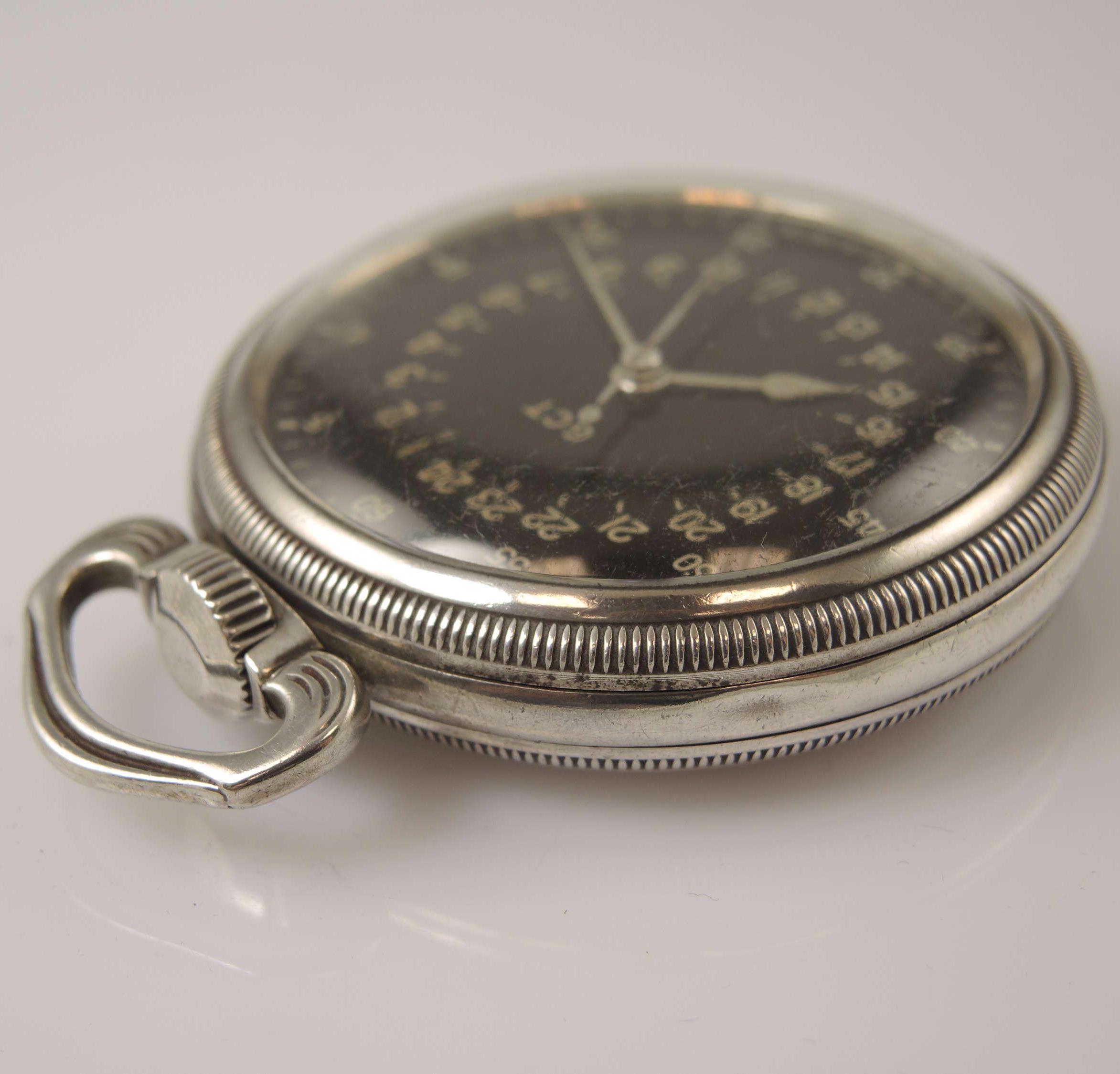 GCT 24 Hour Dial Navigator Pocket Watch by Longines. Silver Case. C1940 ...