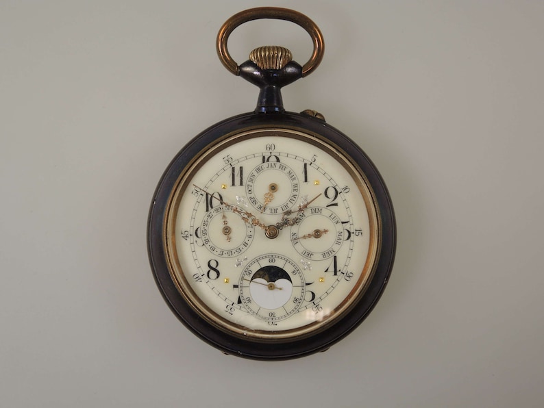 Giant Size Fancy Dial Moon Phase Calendar Pocket Watch C1890 - Etsy