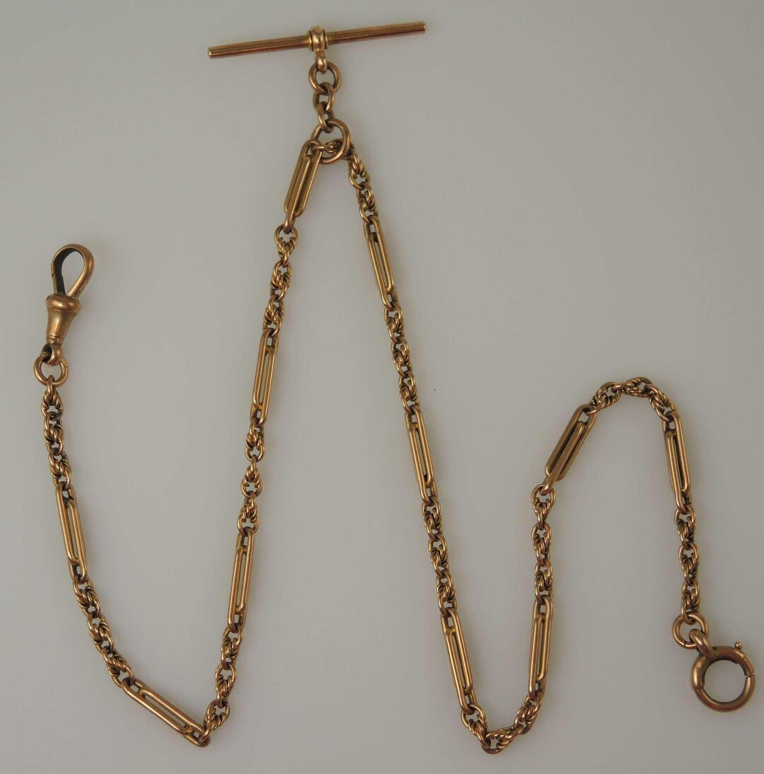 Solid 9K Gold Single and Double Pocket Watch Chain C1929 - Etsy