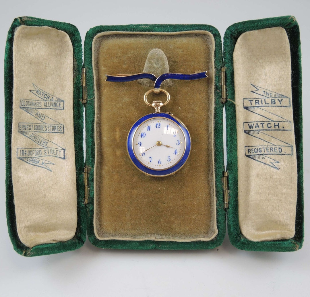 Beautiful 15K Gold, and Blue Enamel Fob Watch C1909 - Etsy