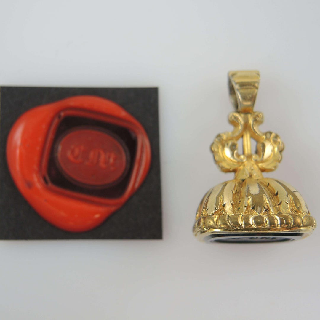 Large Gilt Victorian Seal Fob With a Hardstone Base and CM Initial ...
