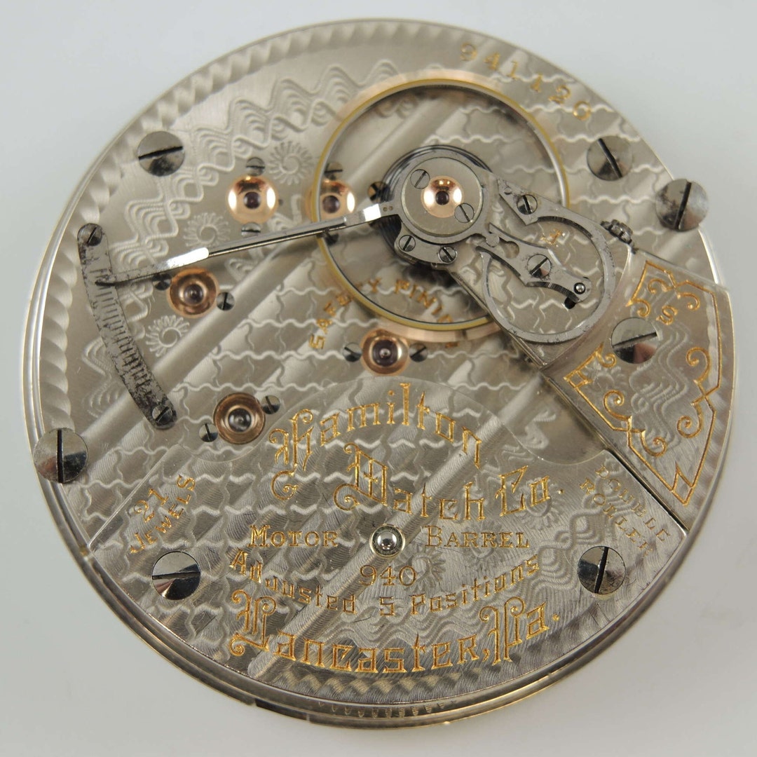 18 Size 21 Jewel Hamilton 940 Pocket Watch Movement C1912 - Etsy