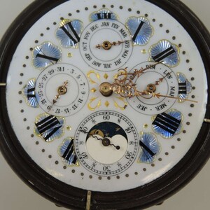 Giant Size Rare Blue Enamel Dial Moon Phase Calendar Pocket Watch 1890 ...
