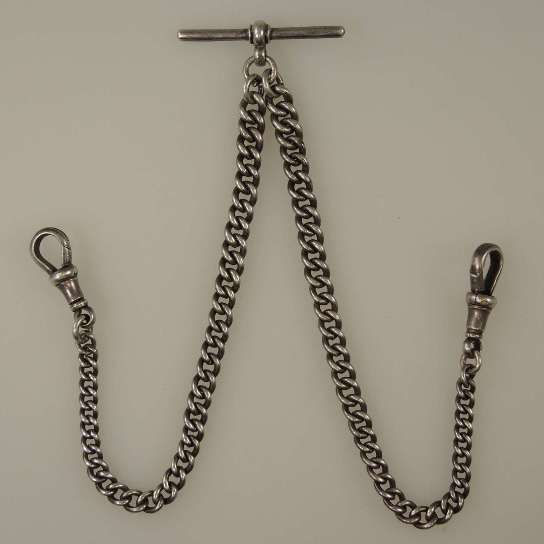 English Silver Double Watch Chain C1911 - Etsy Australia