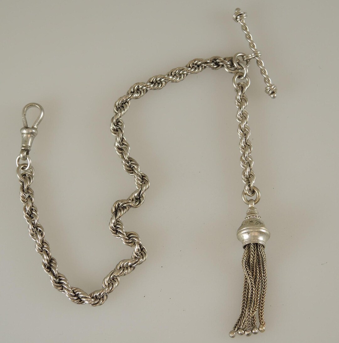 Victorian Silver Watch Chain With Tassel. Peaky Blinder Style. C1890 - Etsy